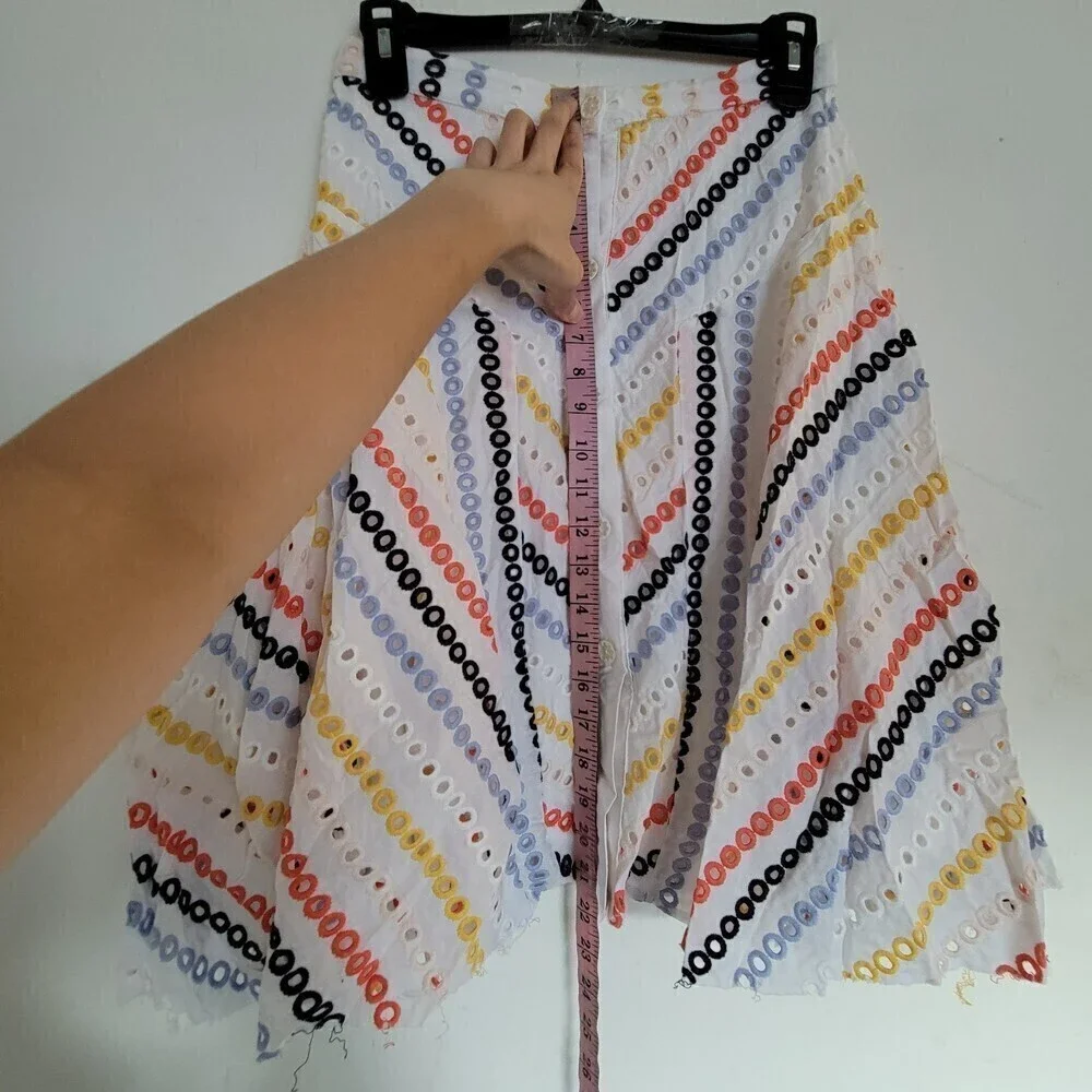 Eva Franco | Skirts | Eva Franco Colorful Eyelet Embroidered Striped ...